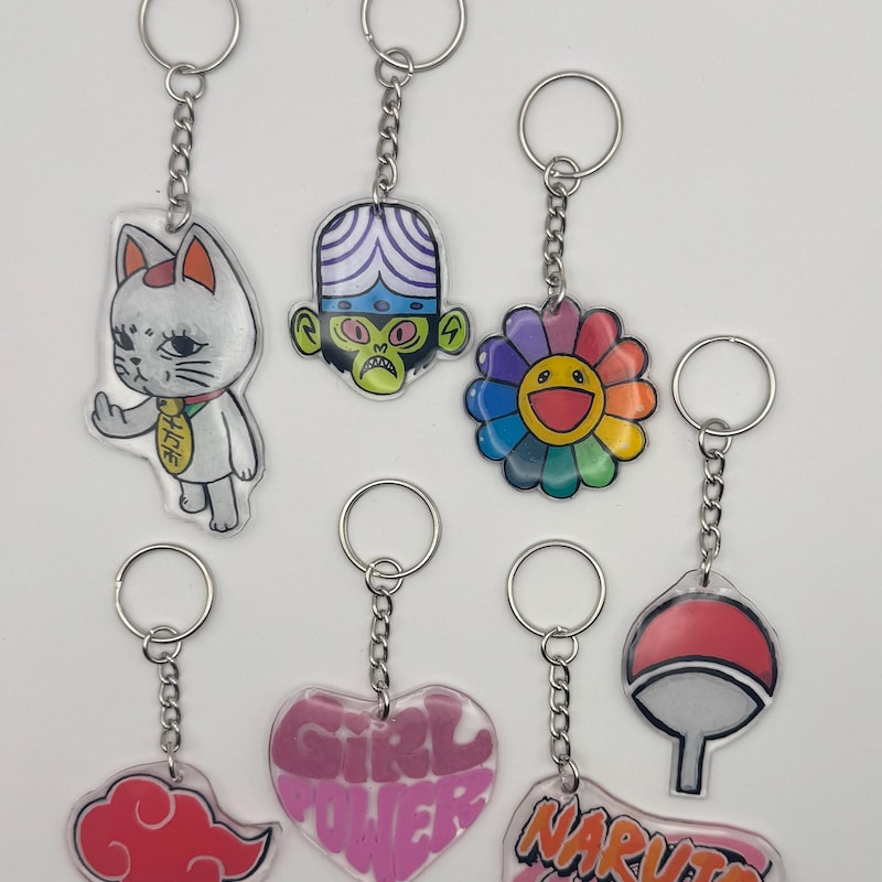 Shrinky Dink Charm Keychains - Etsy Canada