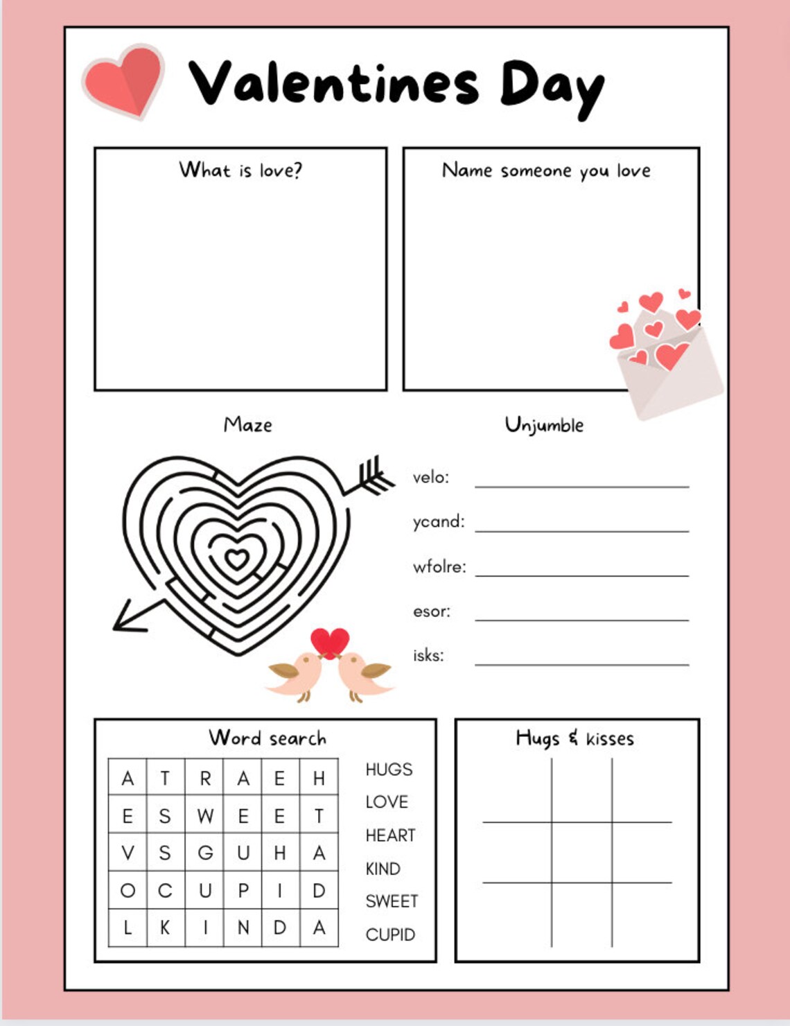 Valentine's Day Worksheet - Etsy