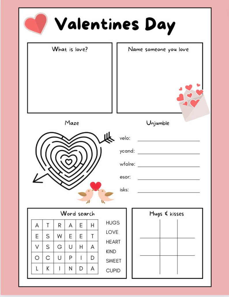 Valentine's Day Worksheet - Etsy