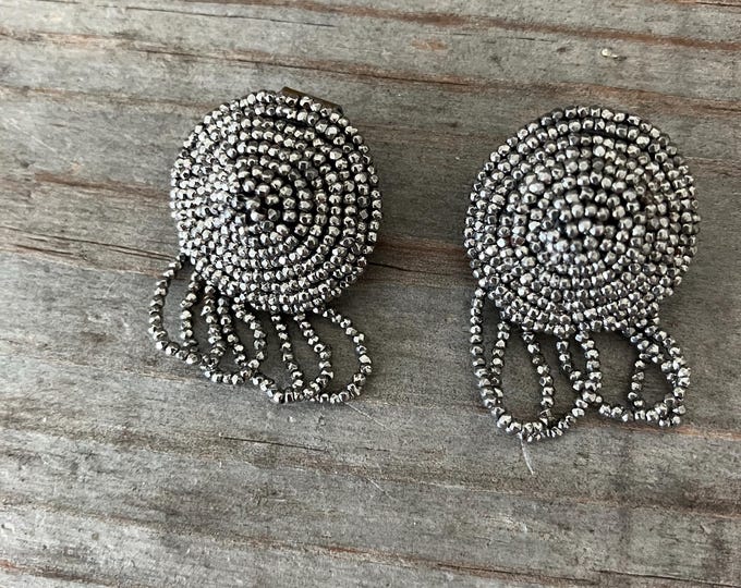Dainty Antique Pair 1920s Art Deco Cut Steel Fringed Conical Shoe Clips ...