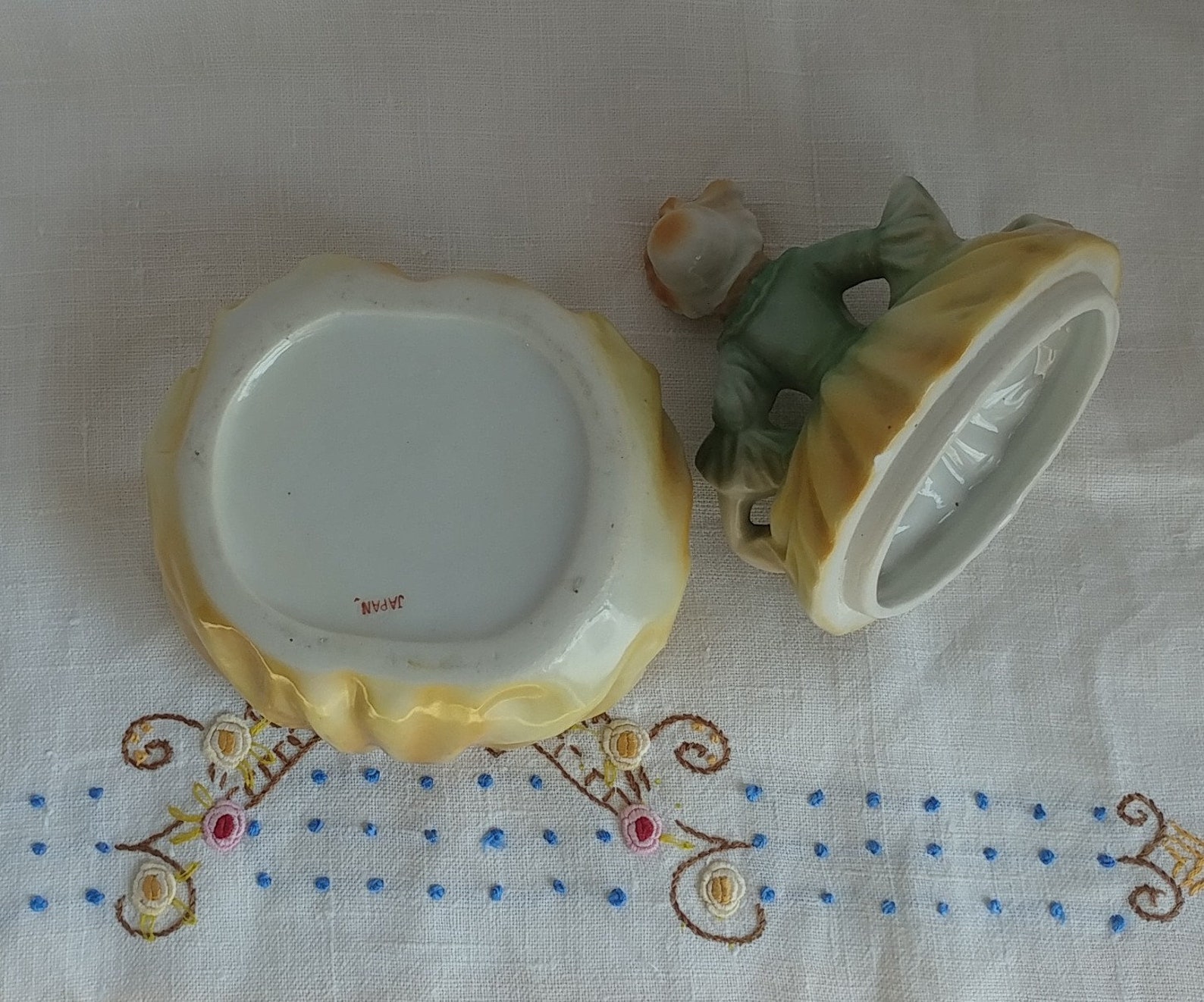 Colonial Lady Covered Powder Jar Two Piece Set Vintage - Etsy