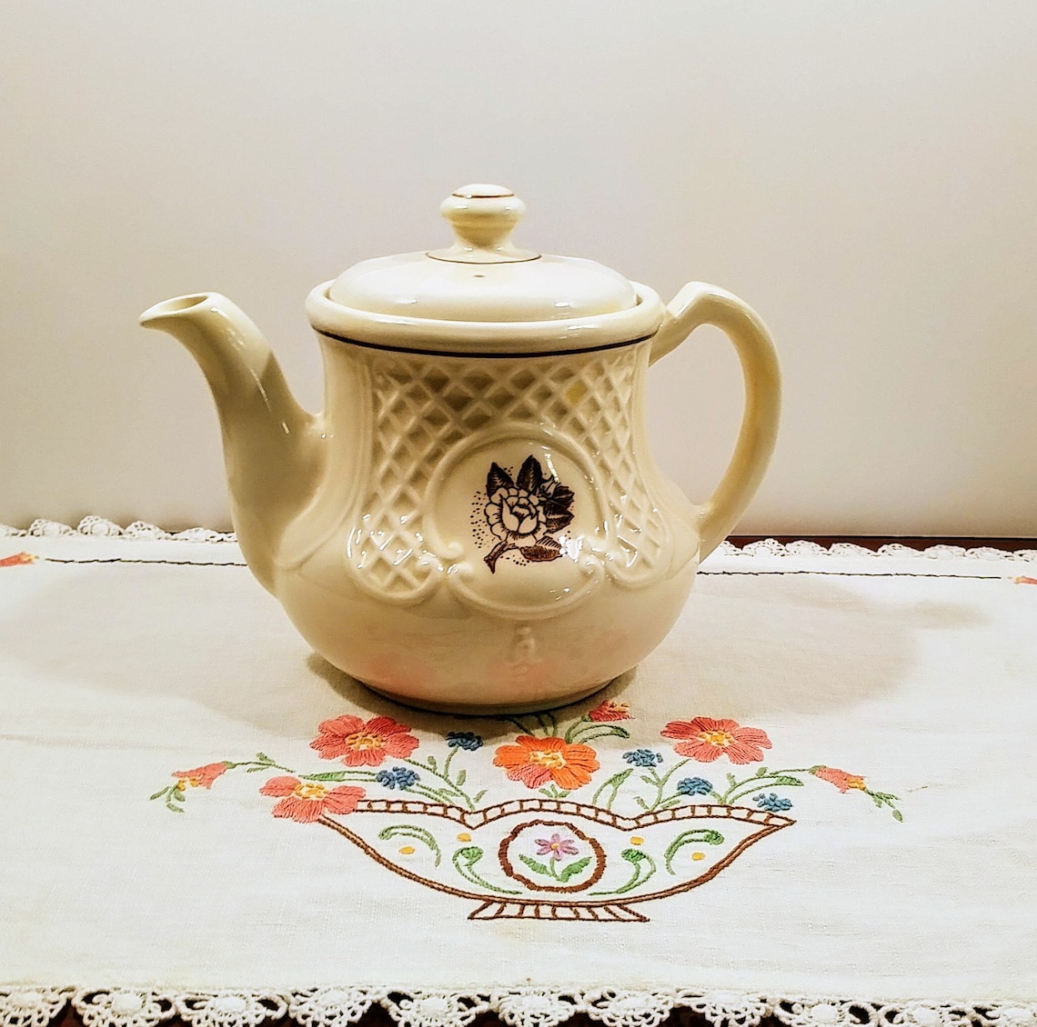 Porcelier Lattice and Flower Teapot, Full Size; Vintage Porcelier ...