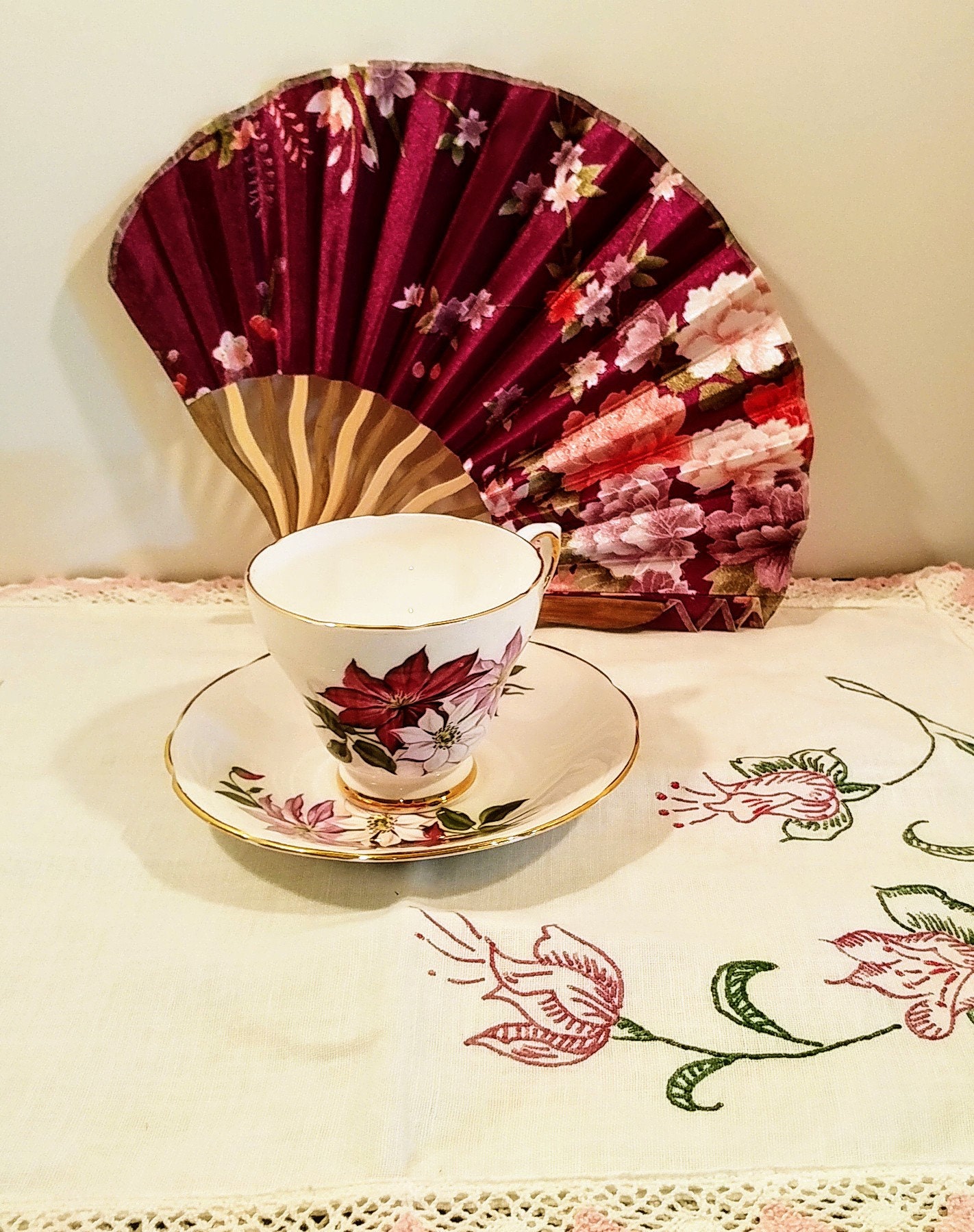 Gorgeous Pedestal Tea Cup and Saucer Set Featuring Purple | Etsy