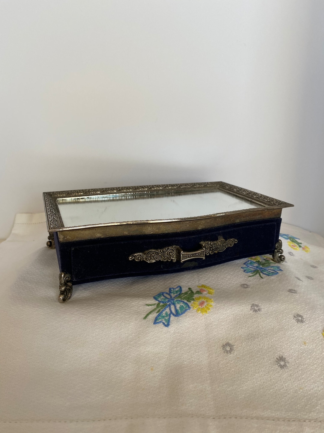 Vintage Mirrored Jewelry Box With Drawer by Studio Silversmiths Vintage ...