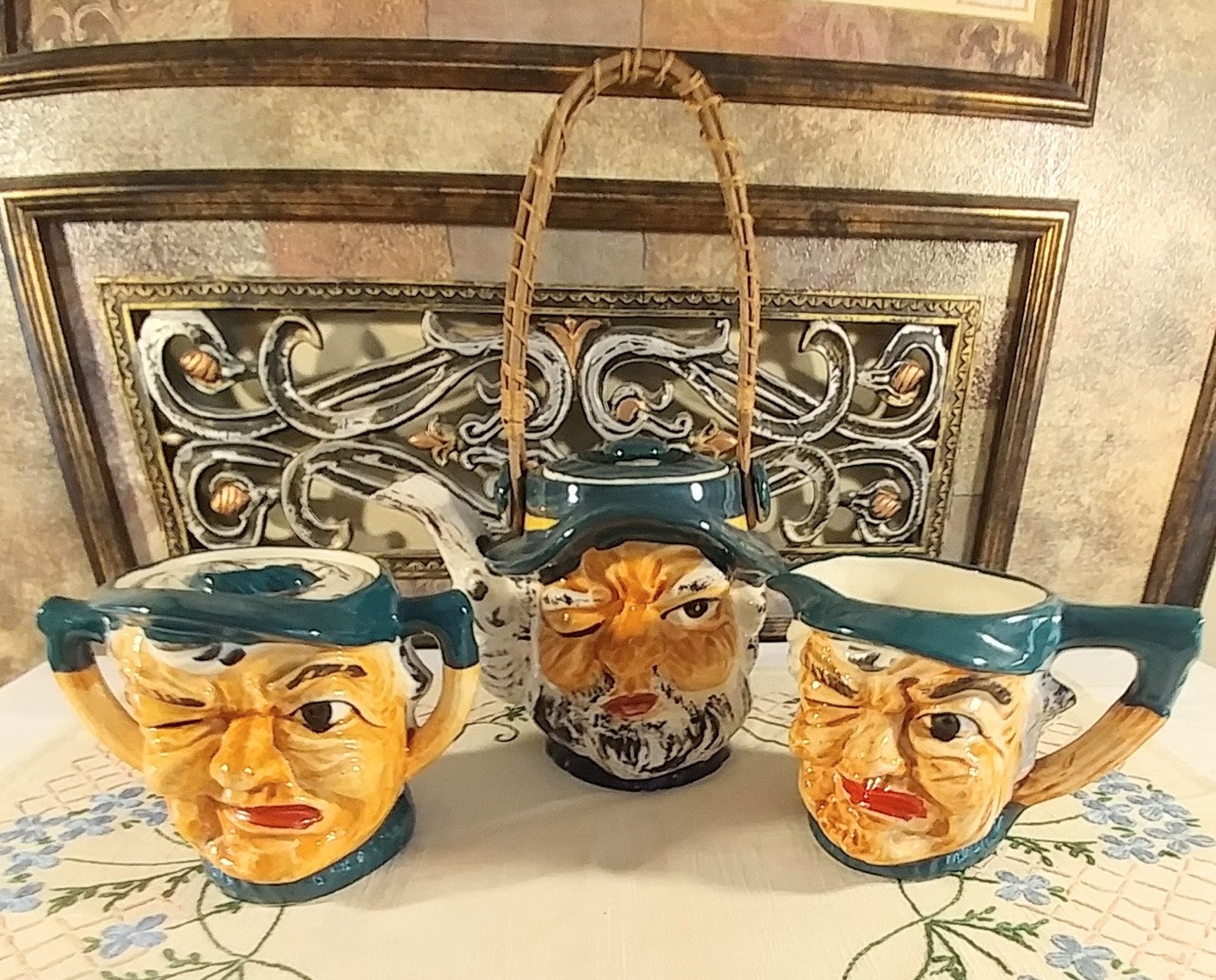 Vintage Grumpy Old Men Toby Tea Set - Complete Matching 3 Piece Tea Set ...