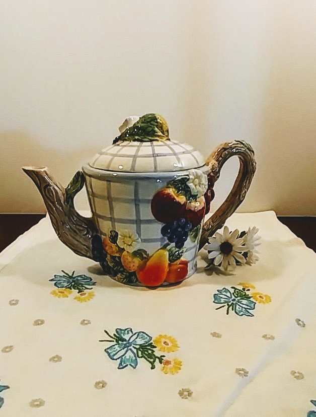 Fitz & Floyd Omnibus Summer Fruits and Berries Figural Teapot - Etsy