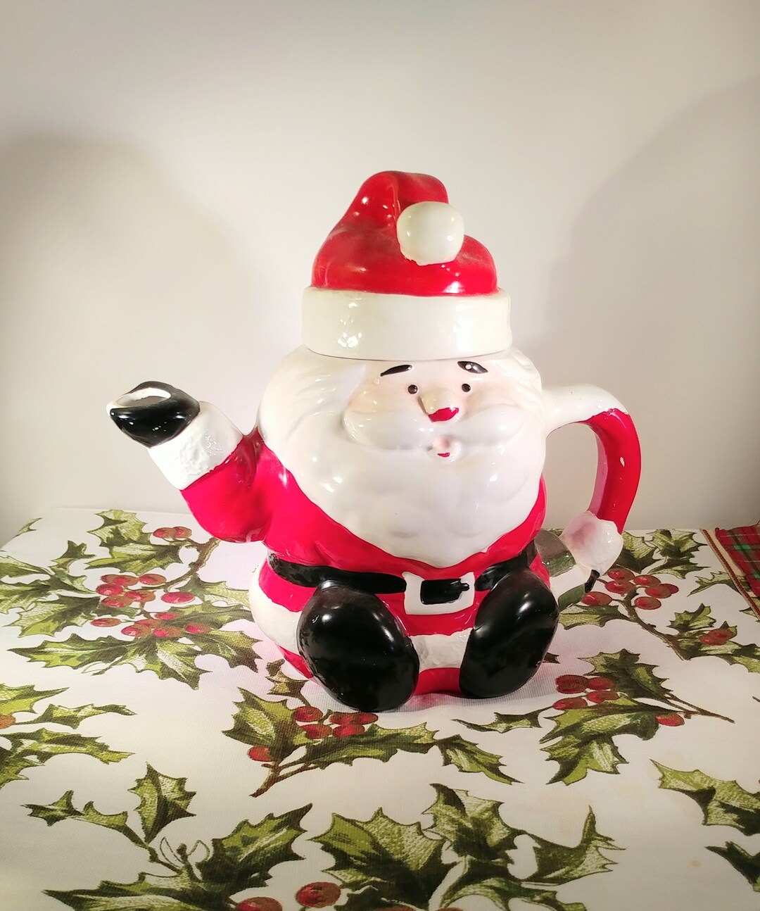 Jolly Santa Holiday Figural Teapot, Full Size; Vintage Teapot, Holiday ...