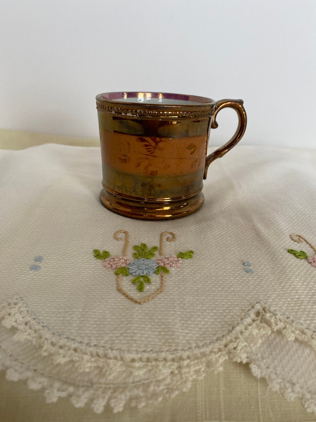 Antique English Copper Luster Handled Mug, Cup, Copper Luster Glazed ...