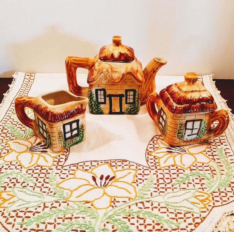 Vintage Cottageware Tea Set, Personal Size, Japan - 3 Piece Set With ...