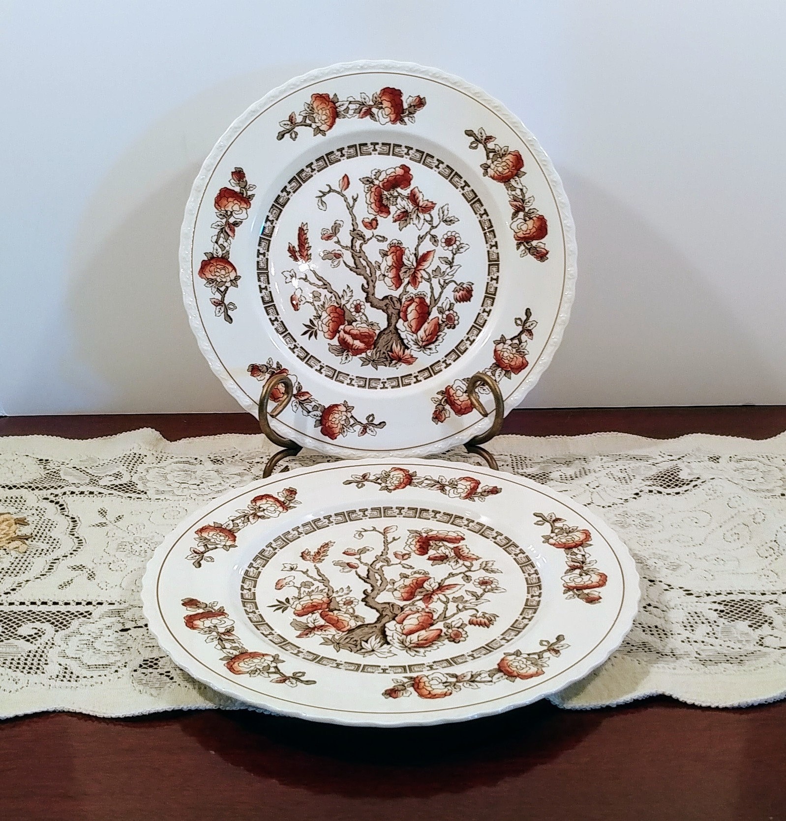 Myott Indian Tree Brown Pattern Dinner Plates Set of 2 | Etsy