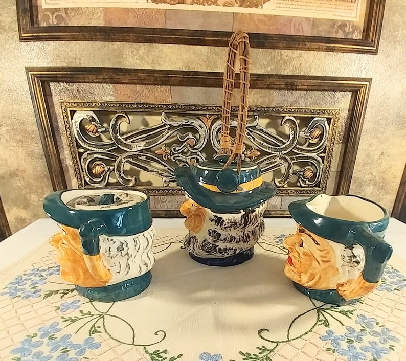 Vintage Grumpy Old Men Toby Tea Set - Complete Matching 3 Piece Tea Set ...