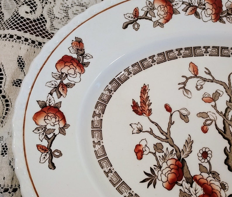 Myott Indian Tree Brown Oval Serving Platter; Vintage Myott ...