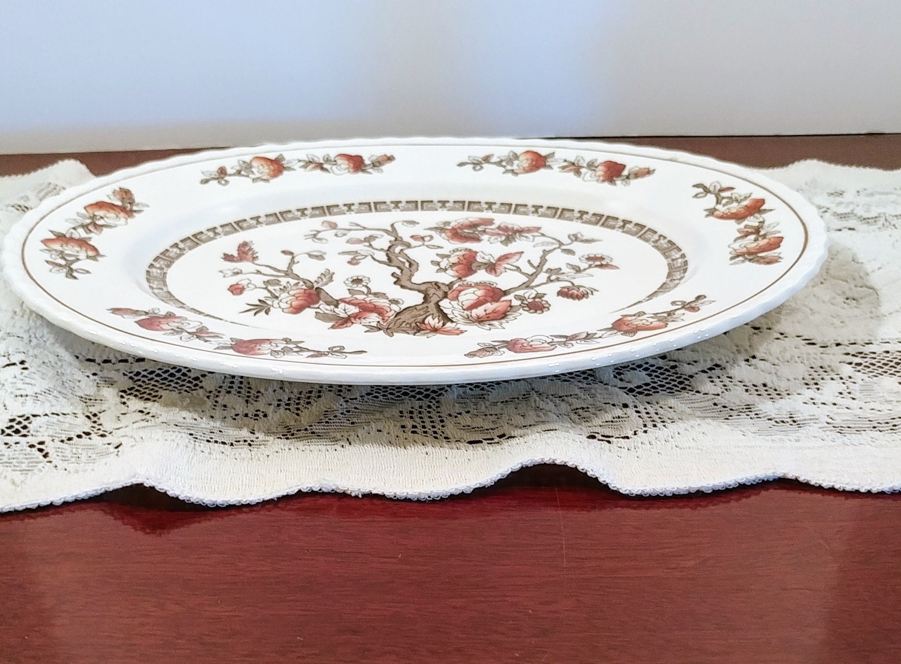 Myott Indian Tree Brown Oval Serving Platter; Vintage Myott ...