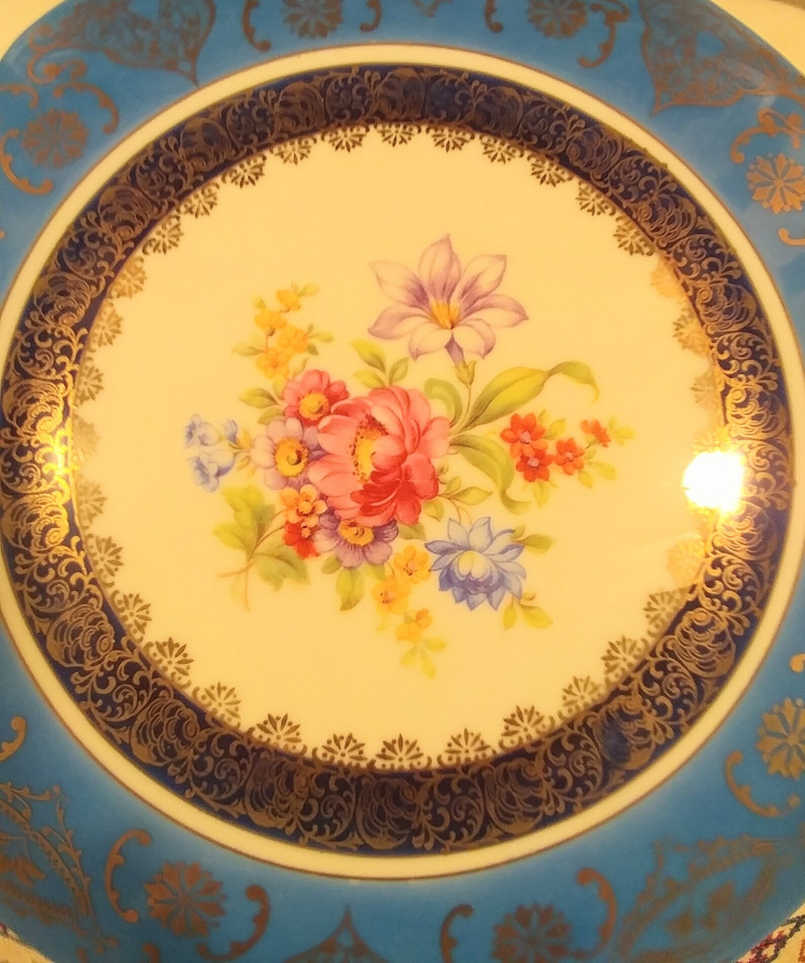 Gorgeous Sapphire and Cobalt Blue Cake Plate With Gold - Etsy