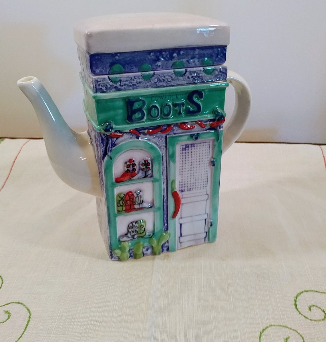 Fun Main Street Store Front Double Sided Teapot Tex Mex | Etsy