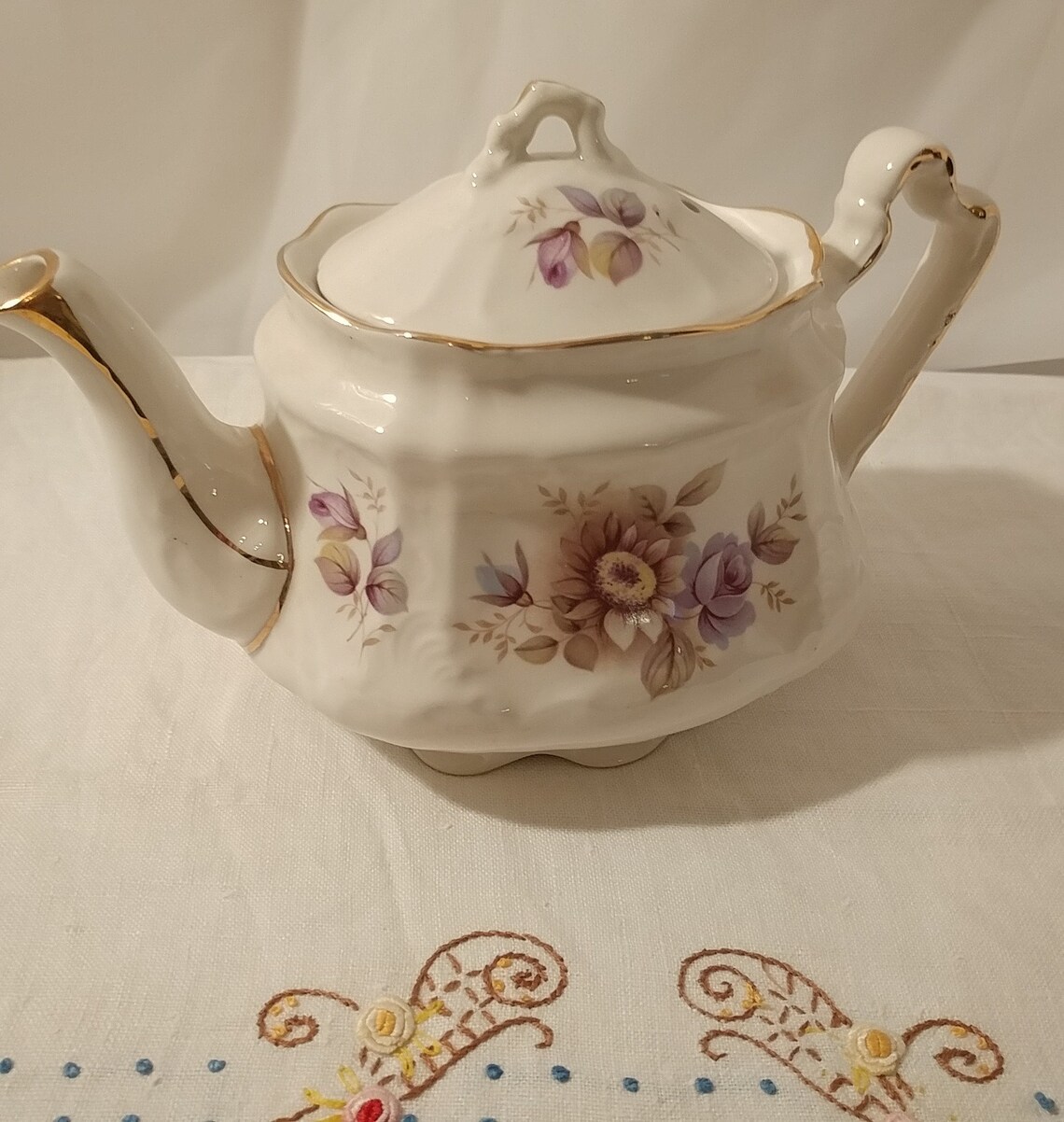 Vintage Arthur Wood Purple Roses Teapot Full Size Vintage - Etsy