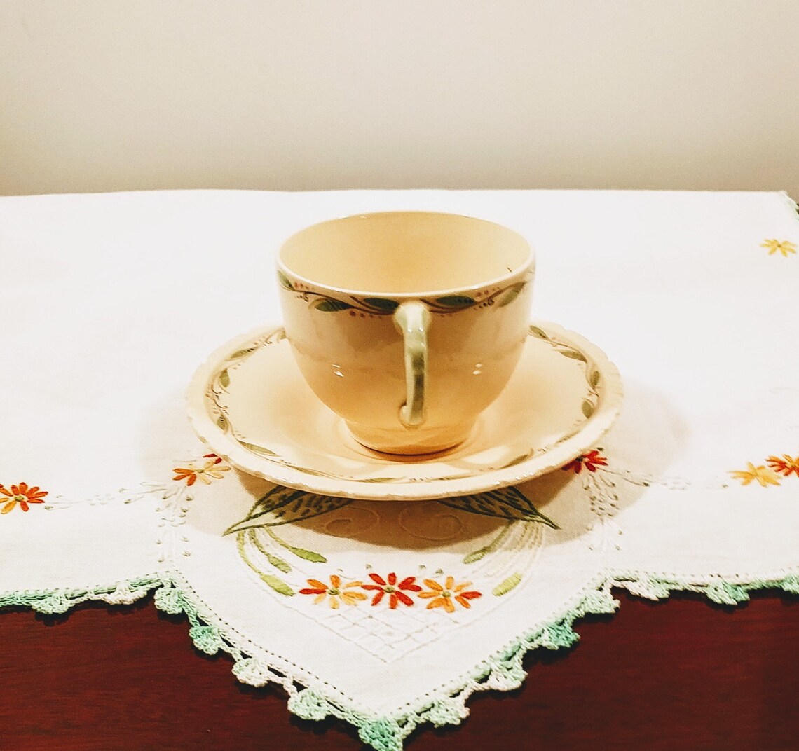 New Hall Pottery Romney Pattern Pedestal Cup and Saucer Set - Etsy