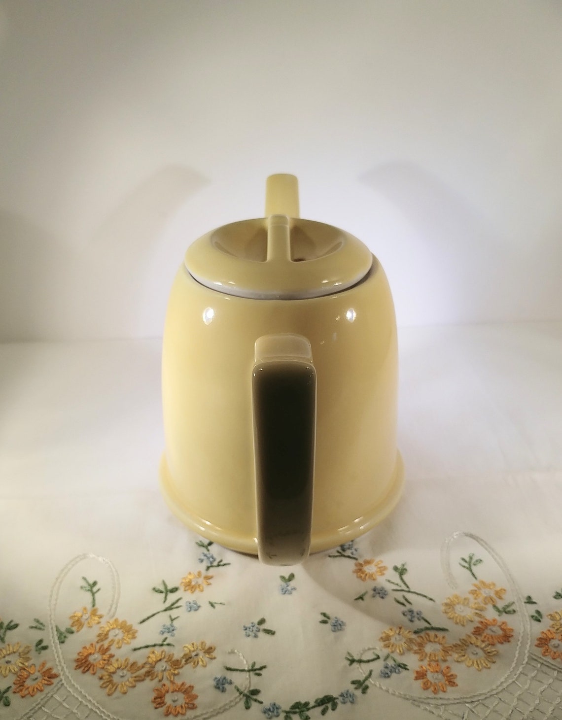 Vintage Hall China Yellow Flat Bottom Teapot Full Size - Etsy