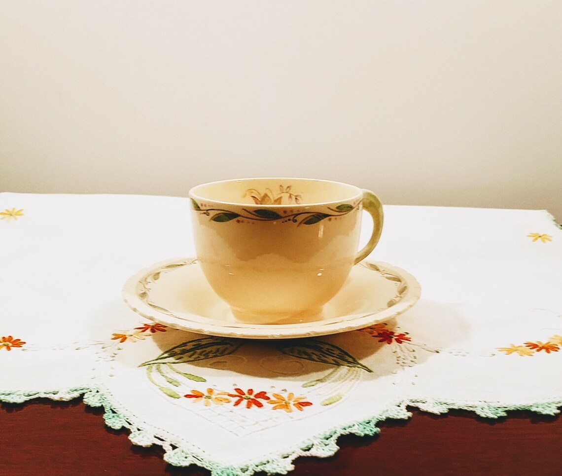 New Hall Pottery Romney Pattern Pedestal Cup and Saucer Set | Etsy