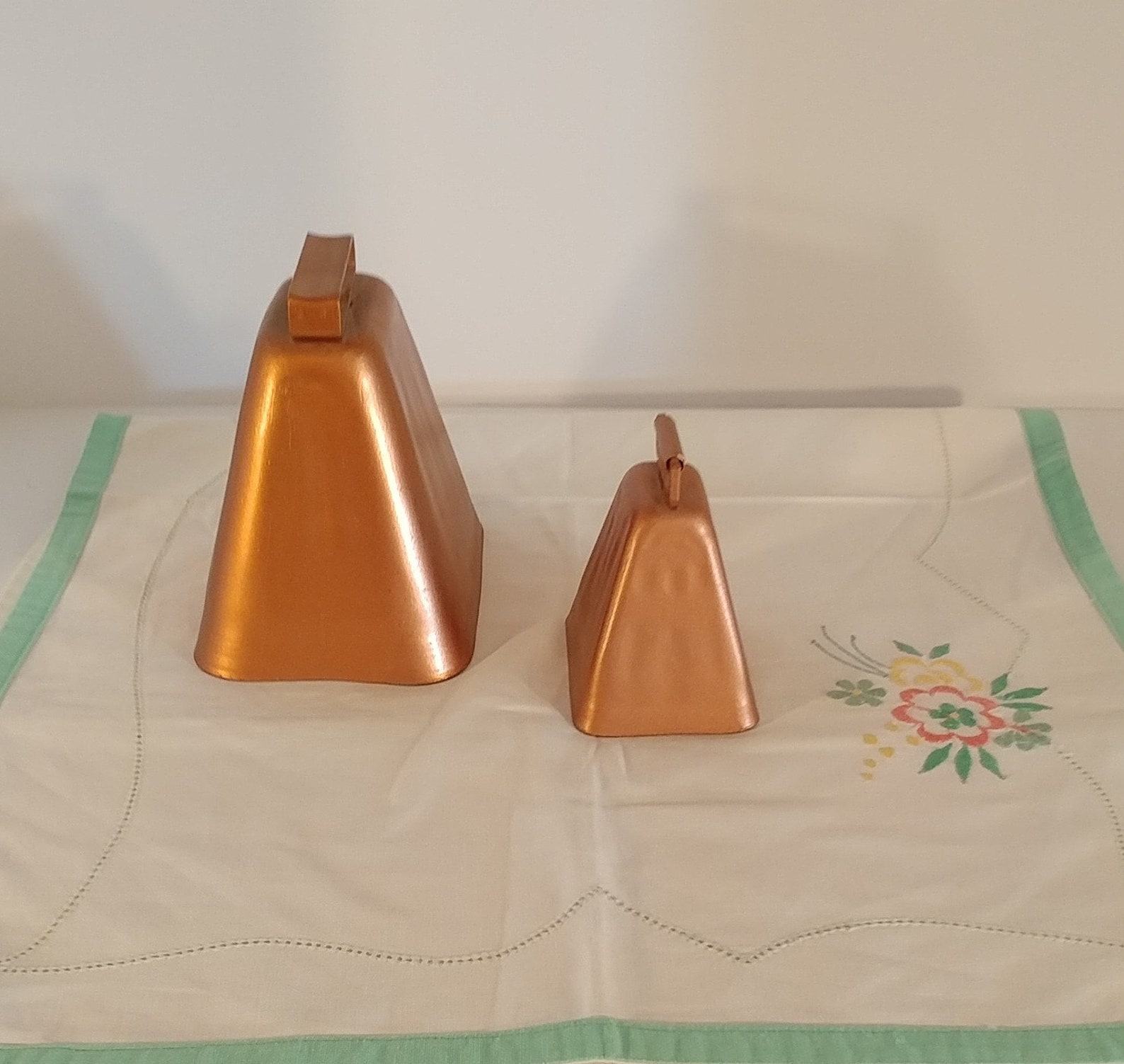 Vintage Copper Colored Metal Cow Bells Set of Two Vintage | Etsy