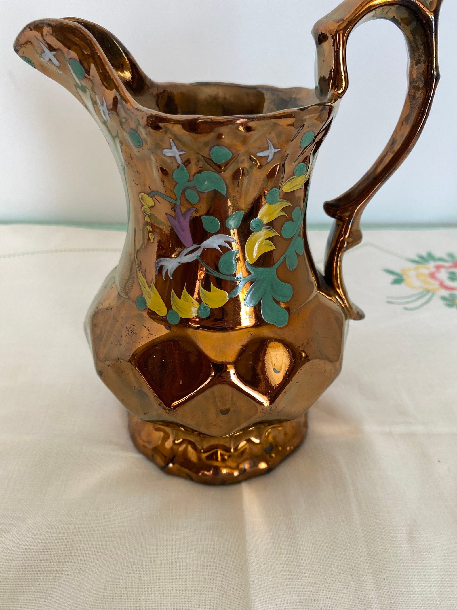 Antique Large English Copper Luster Pitcher Jug With Hand - Etsy
