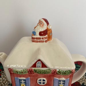 Rooftop Santa Christmas Teapot, Full Size; Vintage Teapot, Holiday ...