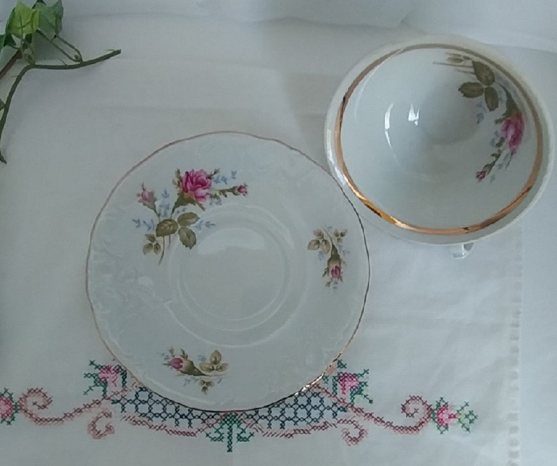 Vintage Wawel China Gold Trimmed Roses Cup, Saucer and Plate Set - 4 ...