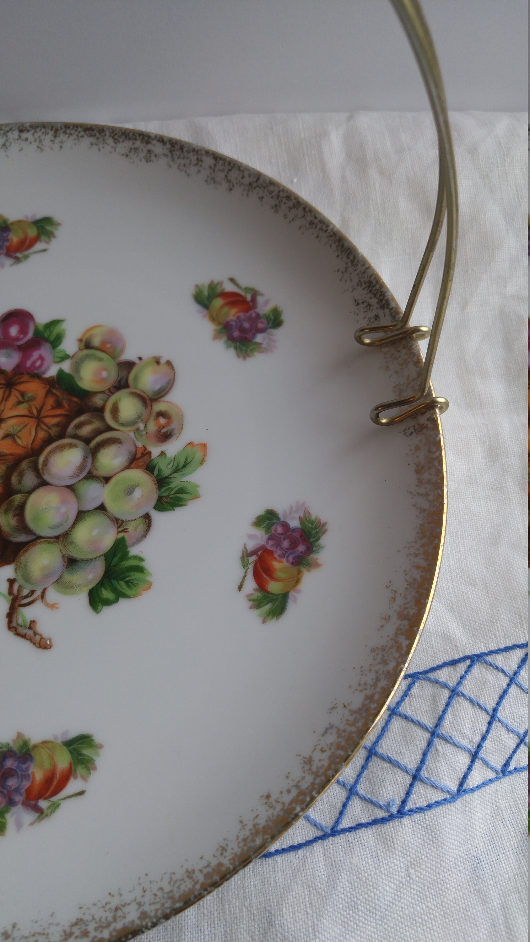 Vintage Fruit Pattern Serving Plate With Detachable Metal - Etsy