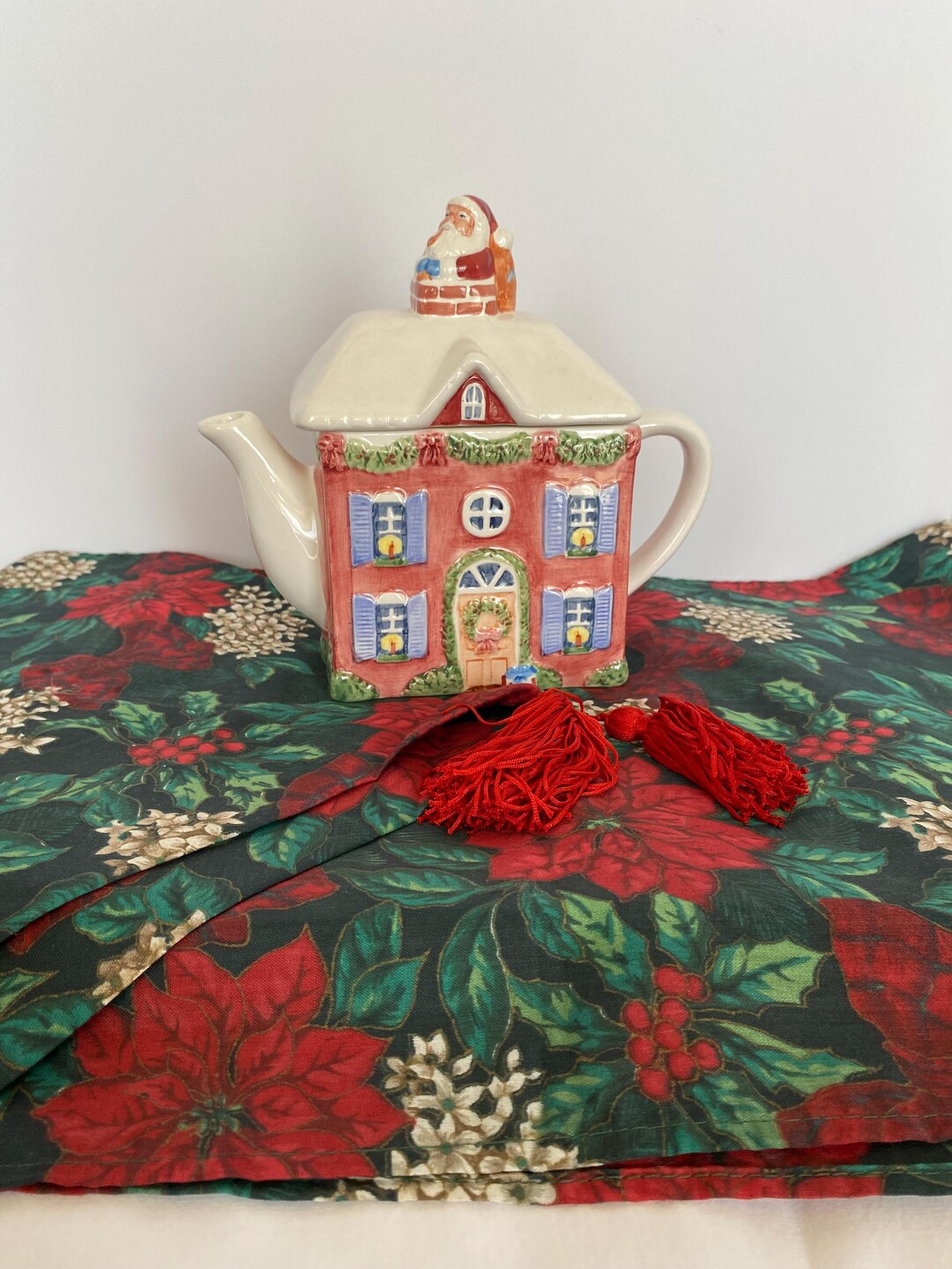 Rooftop Santa Christmas Teapot, Full Size; Vintage Teapot, Holiday ...