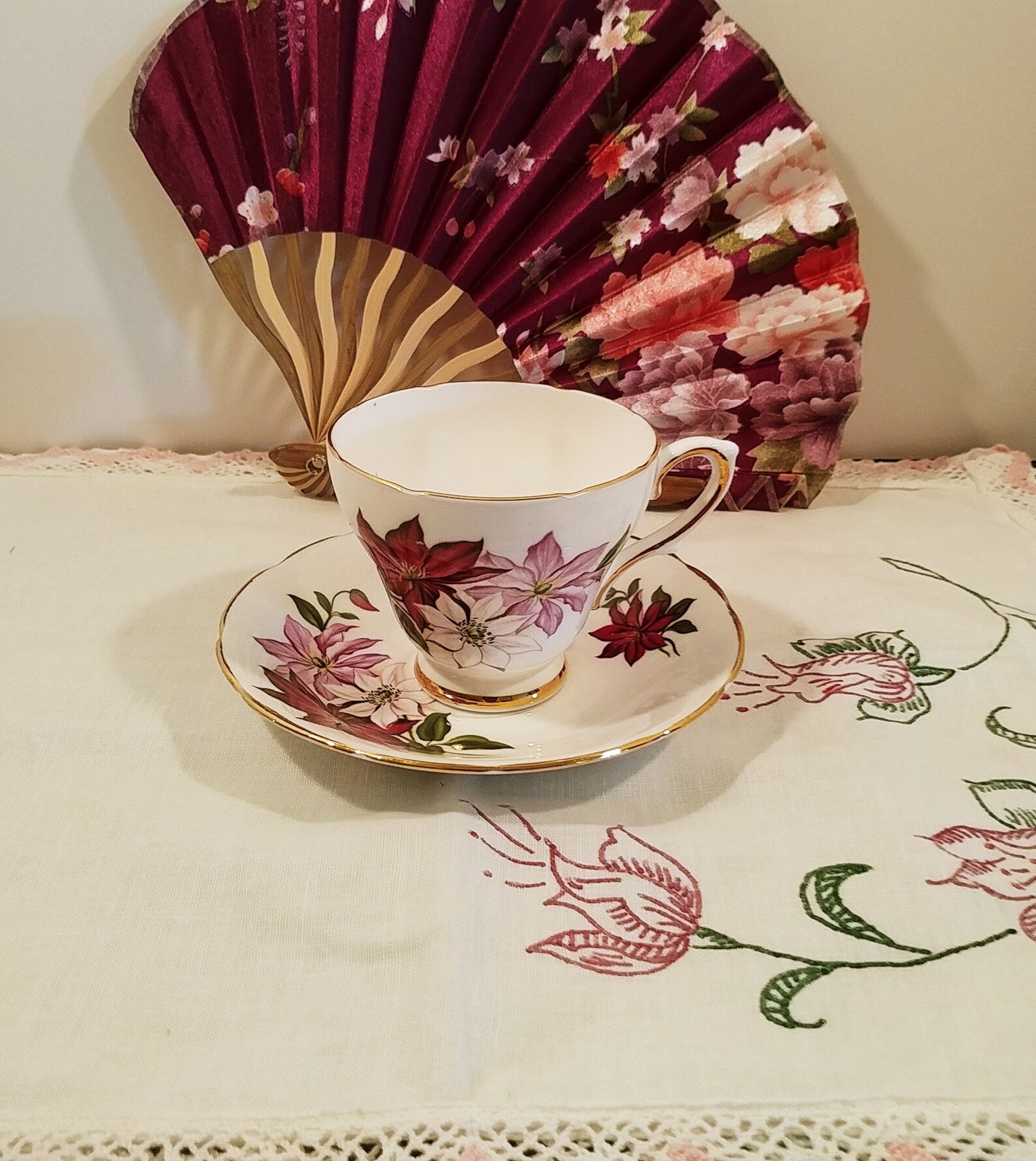 Gorgeous Pedestal Tea Cup and Saucer Set Featuring Purple - Etsy