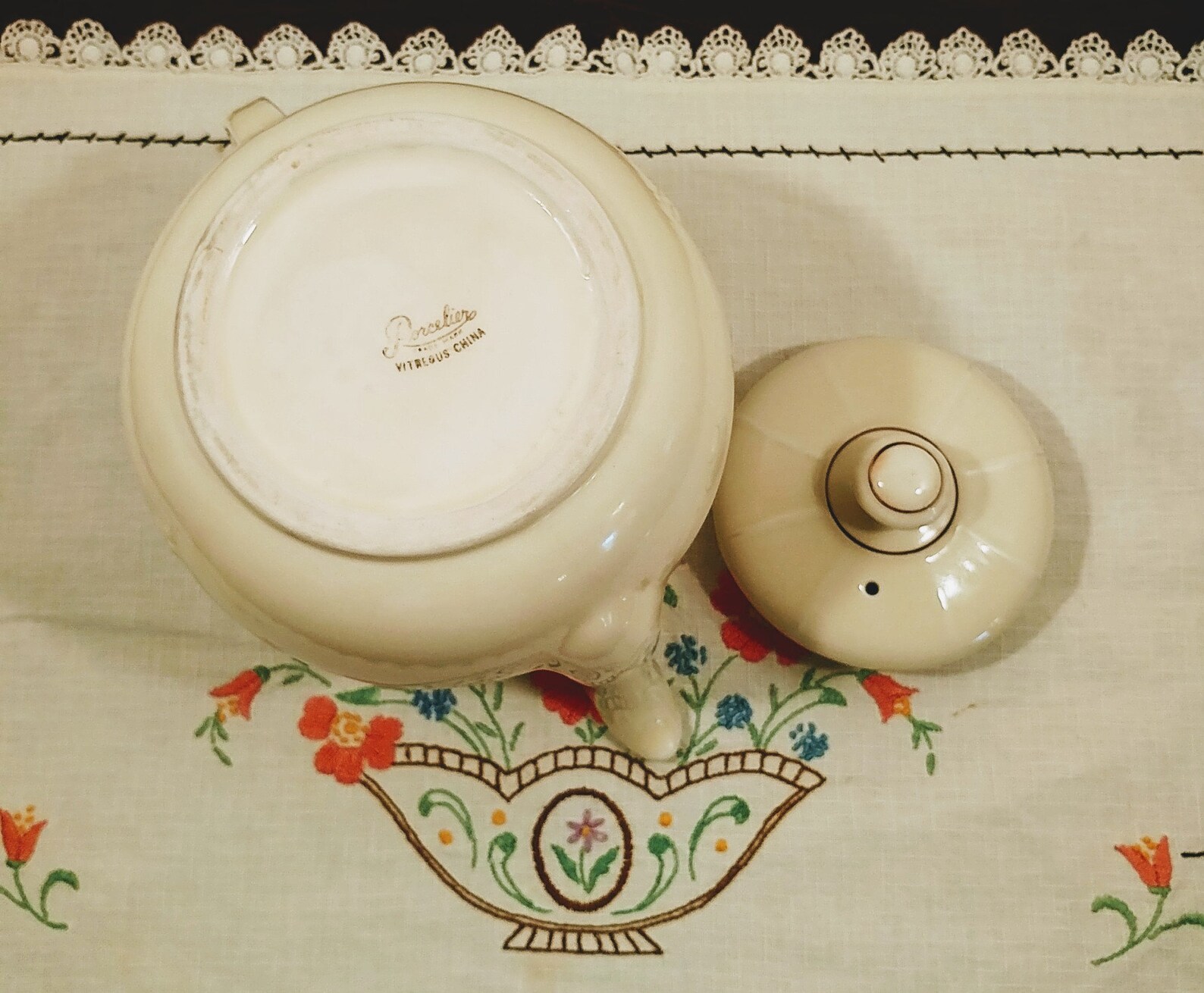 Porcelier Lattice and Flower Teapot, Full Size; Vintage Porcelier ...