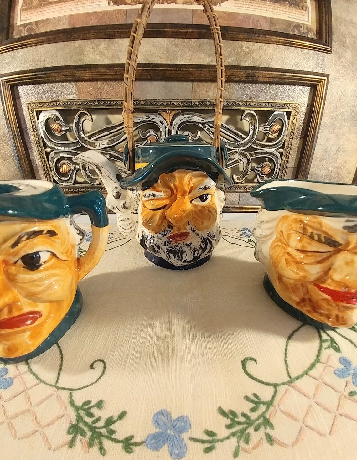 Vintage Grumpy Old Men Toby Tea Set - Complete Matching 3 Piece Tea Set ...