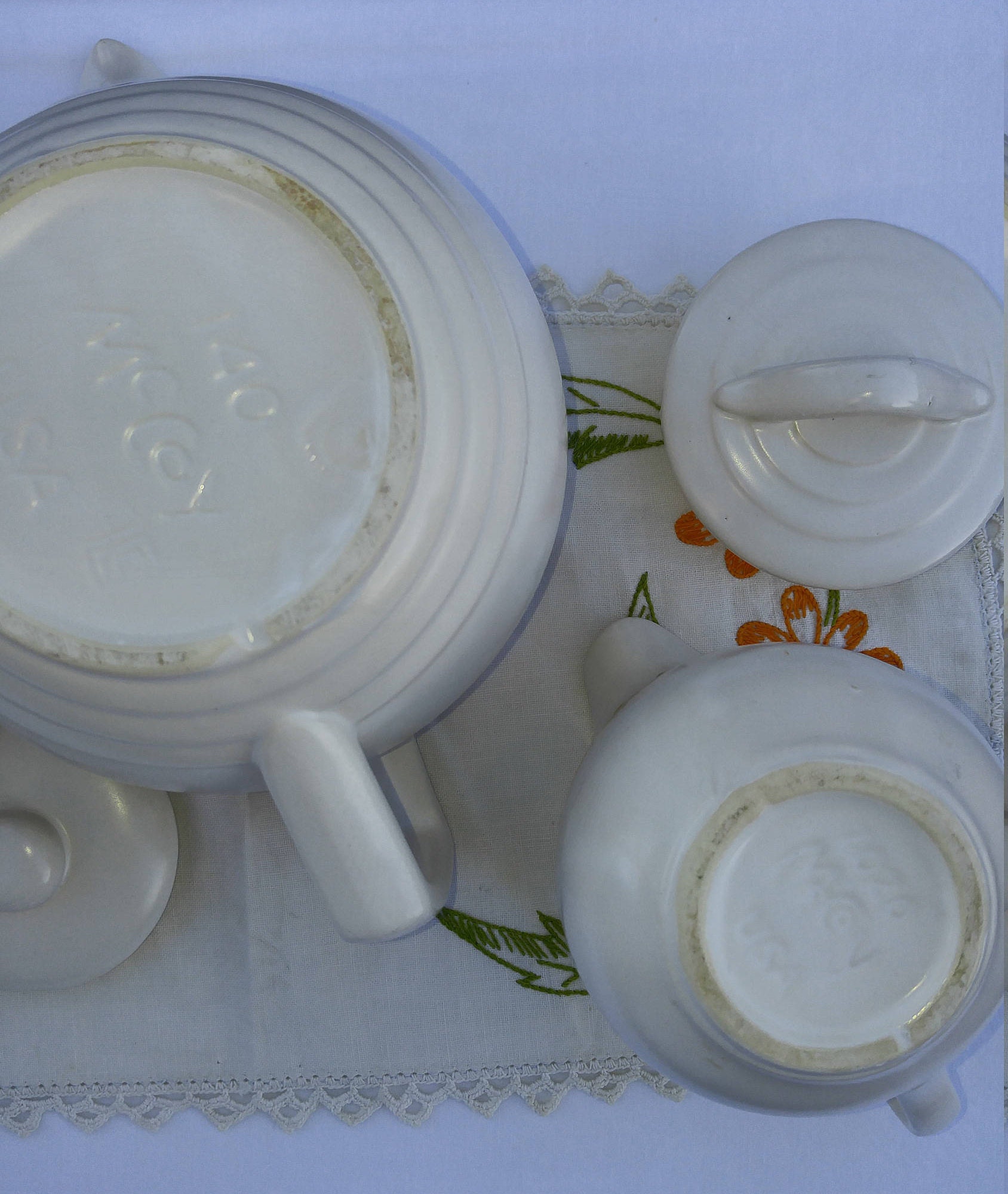 Mccoy MCM Patchwork Pattern Tea Set, Full Size Teapot, Creamer, Lidded ...