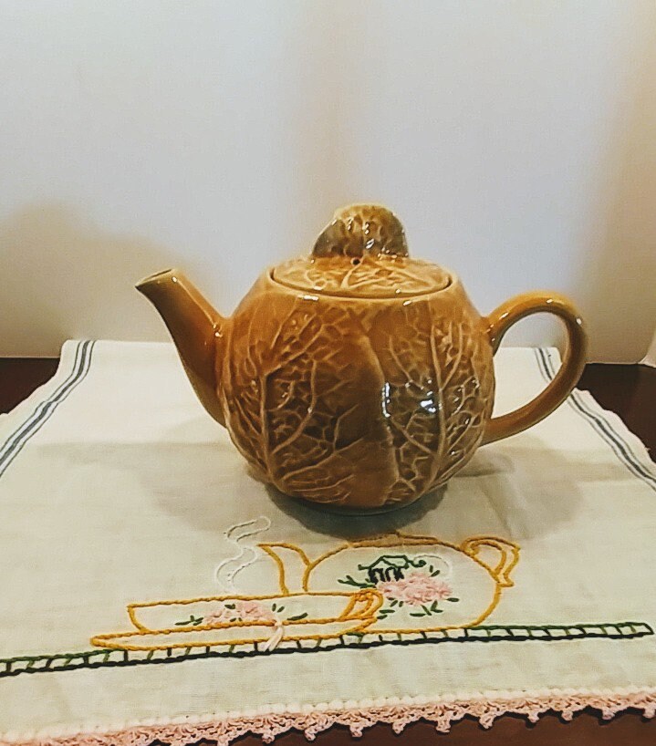 Cabbage Leaf Figural Teapot by Secla Pottery Portugal Full - Etsy