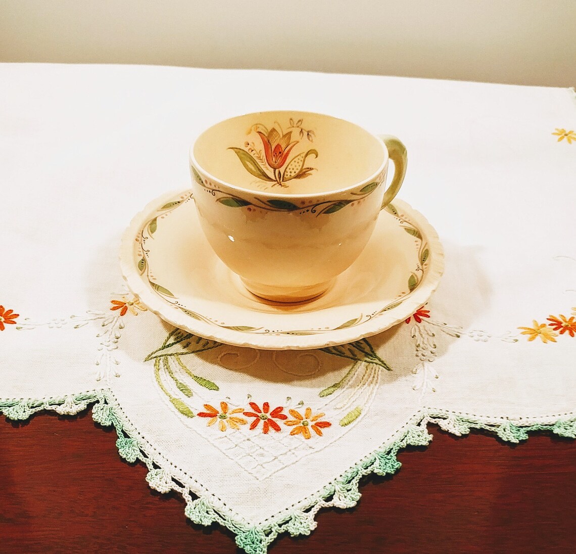 New Hall Pottery Romney Pattern Pedestal Cup and Saucer Set - Etsy