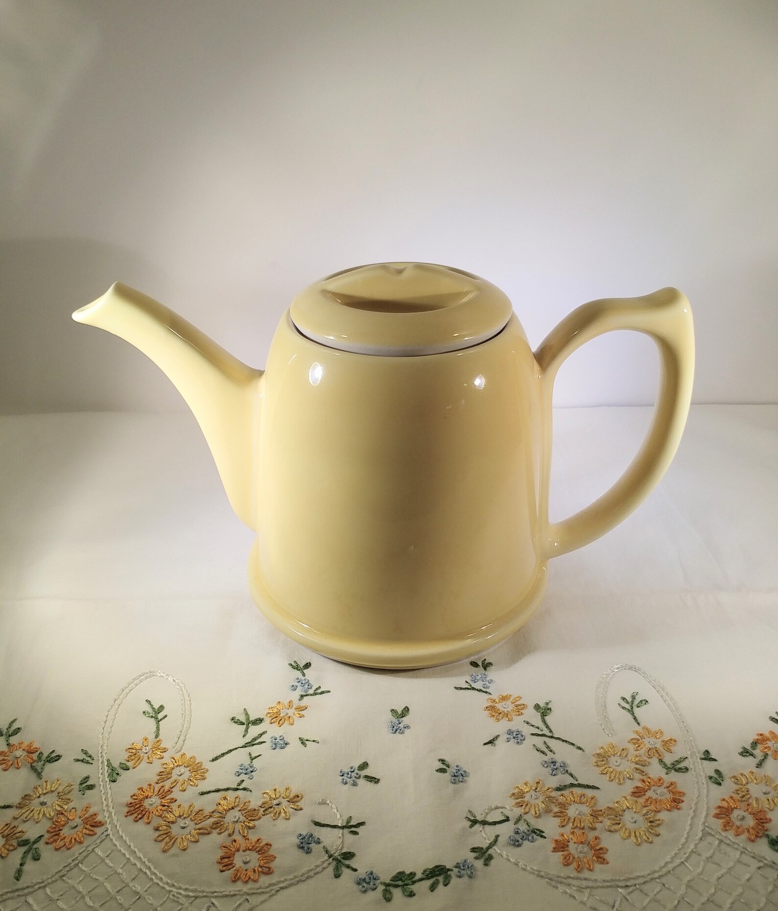 Vintage Hall China Yellow Flat Bottom Teapot Full Size | Etsy