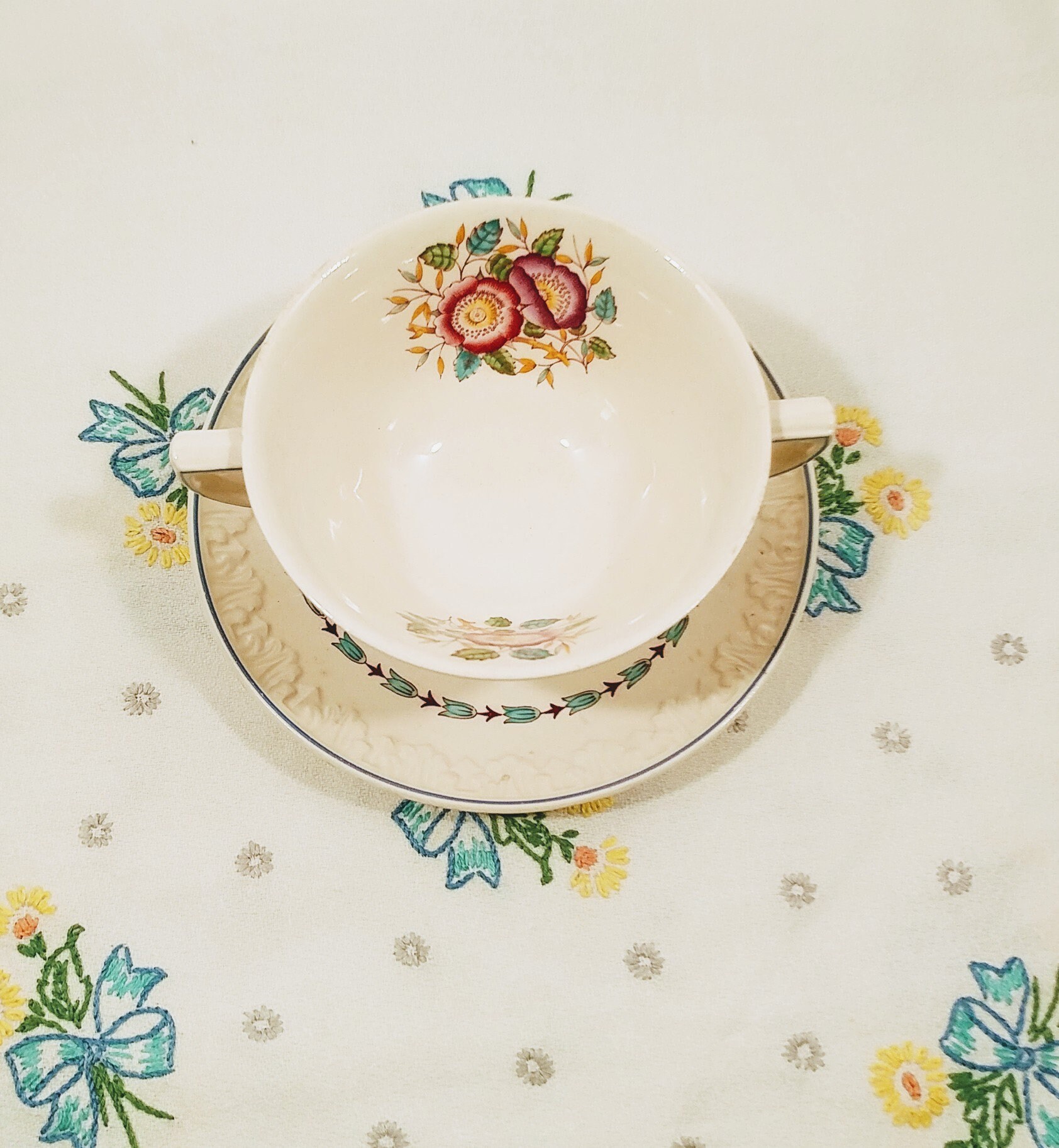 Wedgwood Corinthian Evenlode Pattern Double Handle Cream Soup - Etsy