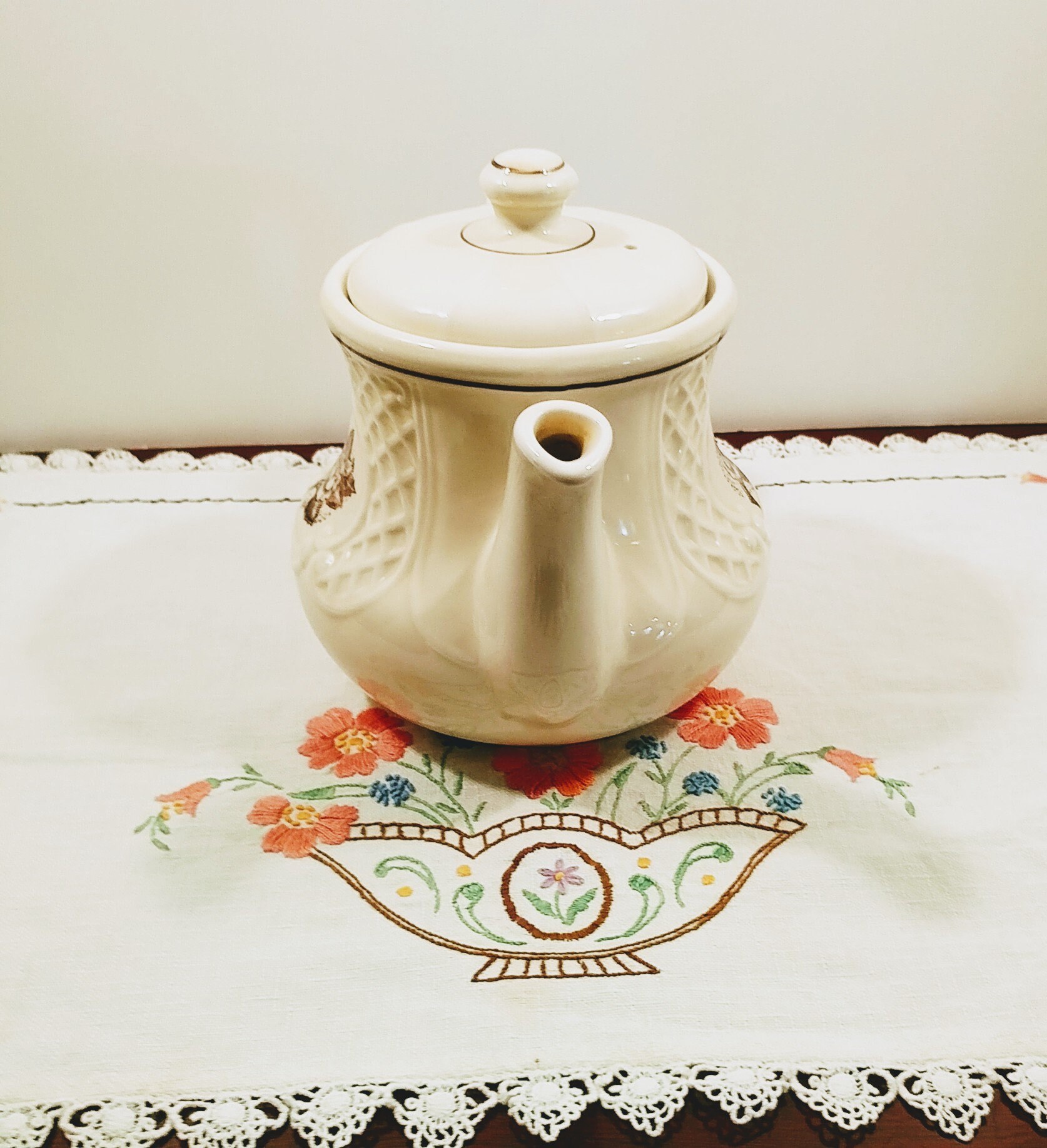 Porcelier Lattice and Flower Teapot, Full Size; Vintage Porcelier ...