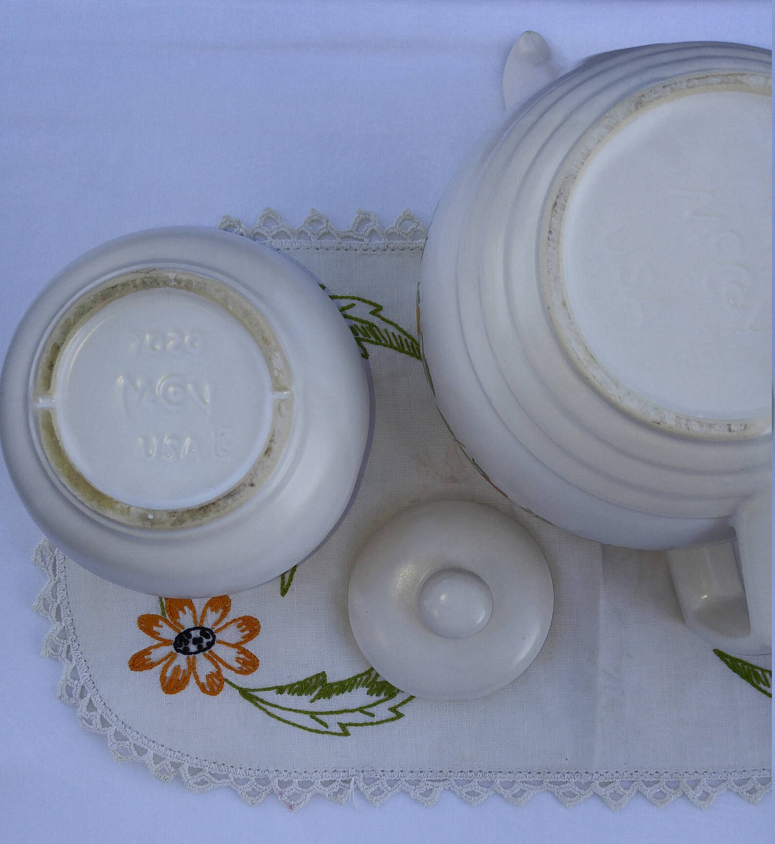 Mccoy MCM Patchwork Pattern Tea Set, Full Size Teapot, Creamer, Lidded ...