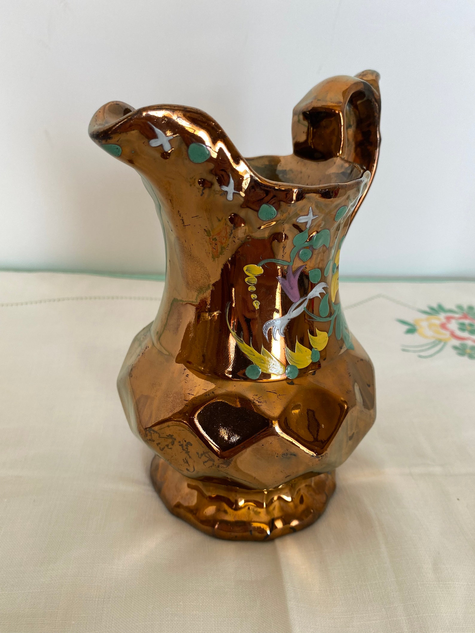Antique Large English Copper Luster Pitcher Jug With Hand - Etsy