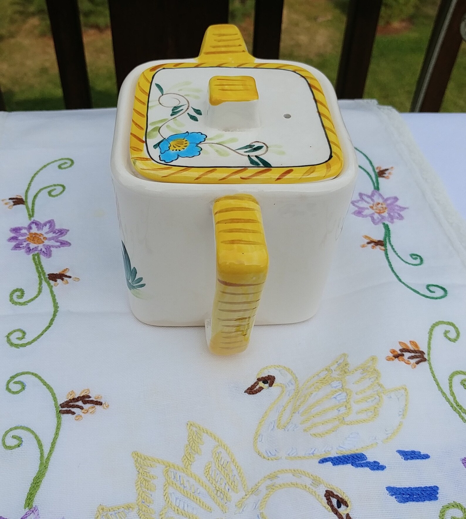 Vintage Handpainted Folk Art Cube Teapot Vintage Japan | Etsy