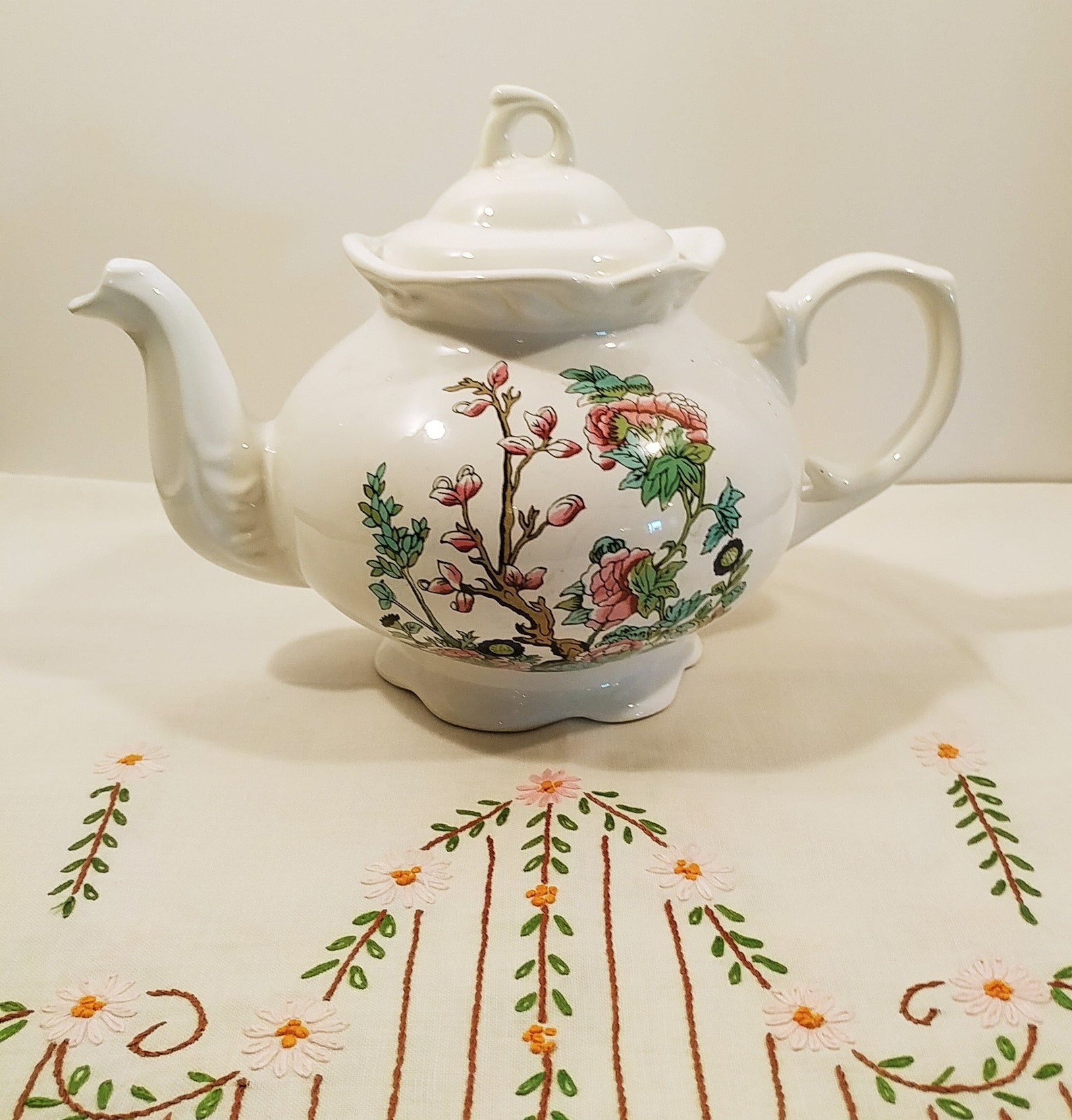 Vintage Indian Tree Pattern Pedestal Teapot by Duchess China | Etsy