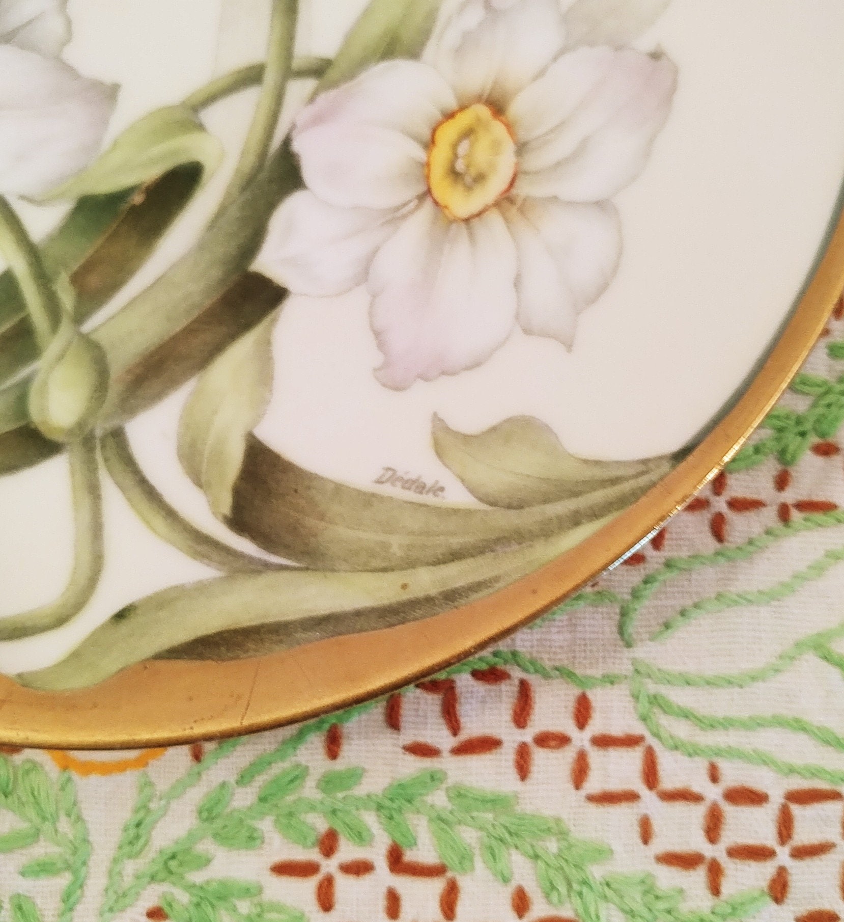 Vintage Daffodils Bavaria Plate, Signed and Numbered; Vintage Bavaria ...