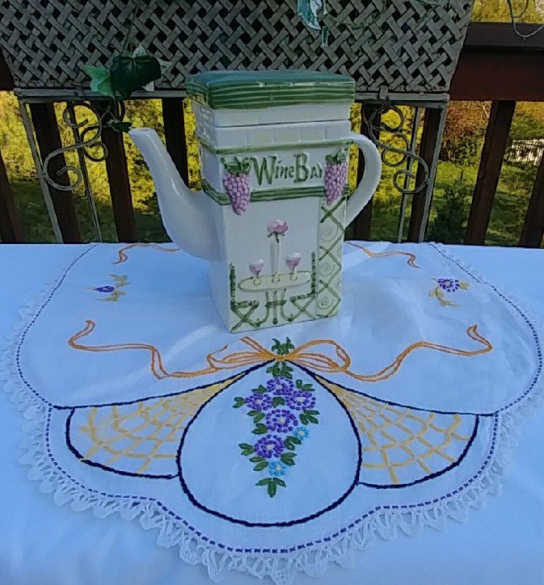 Main Street Store Front Wine Bar Wine Shop Double Sided Teapot; Vintage ...