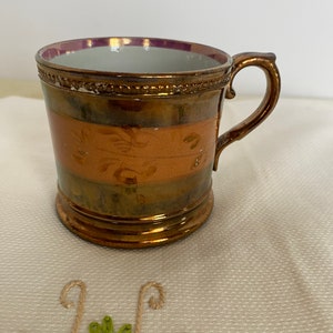 Antique English Copper Luster Handled Mug, Cup, Copper Luster Glazed ...