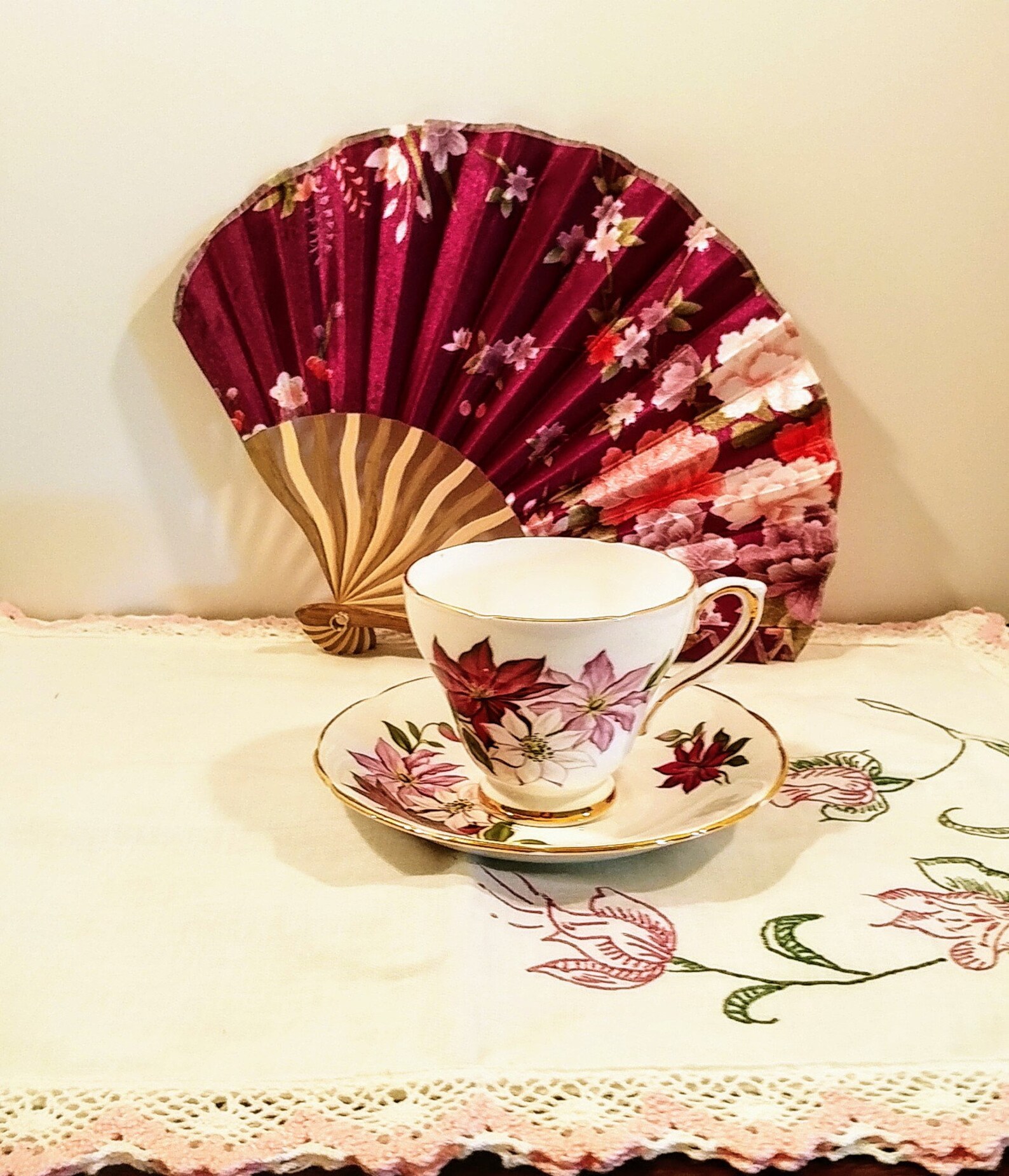 Gorgeous Pedestal Tea Cup and Saucer Set Featuring Purple - Etsy