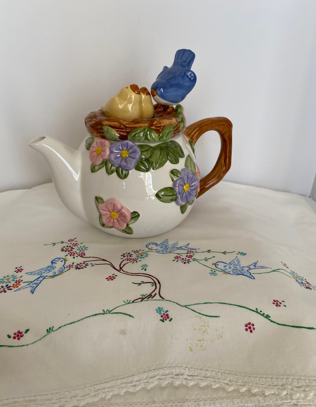 Birds in a Nest Full Size Teapot by Teleflora; Vintage Teapot, Full ...
