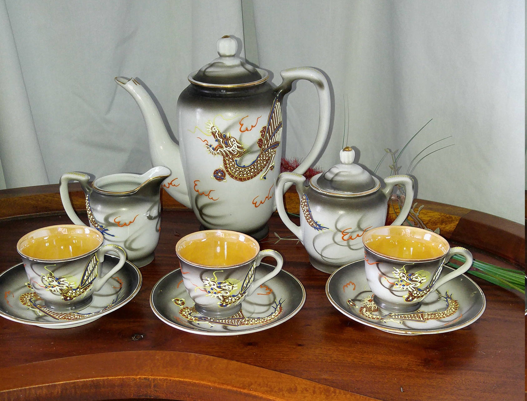 Antique Dragonware Hand Painted Moriage Tea Set 9 Piece Set - Etsy