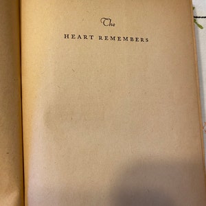 The Heart Remembers, by Faith Baldwin; Vintage Hardcover Book, Vintage ...