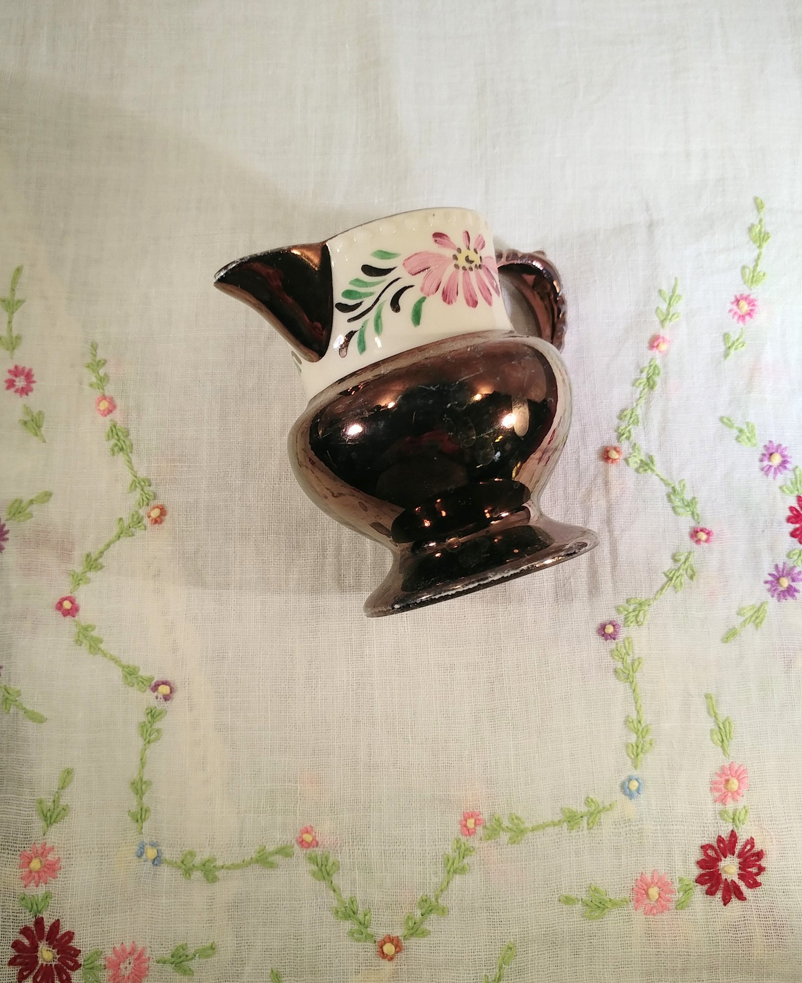 Antique English Copper Luster Pedestal Creamer Jug With Hand - Etsy